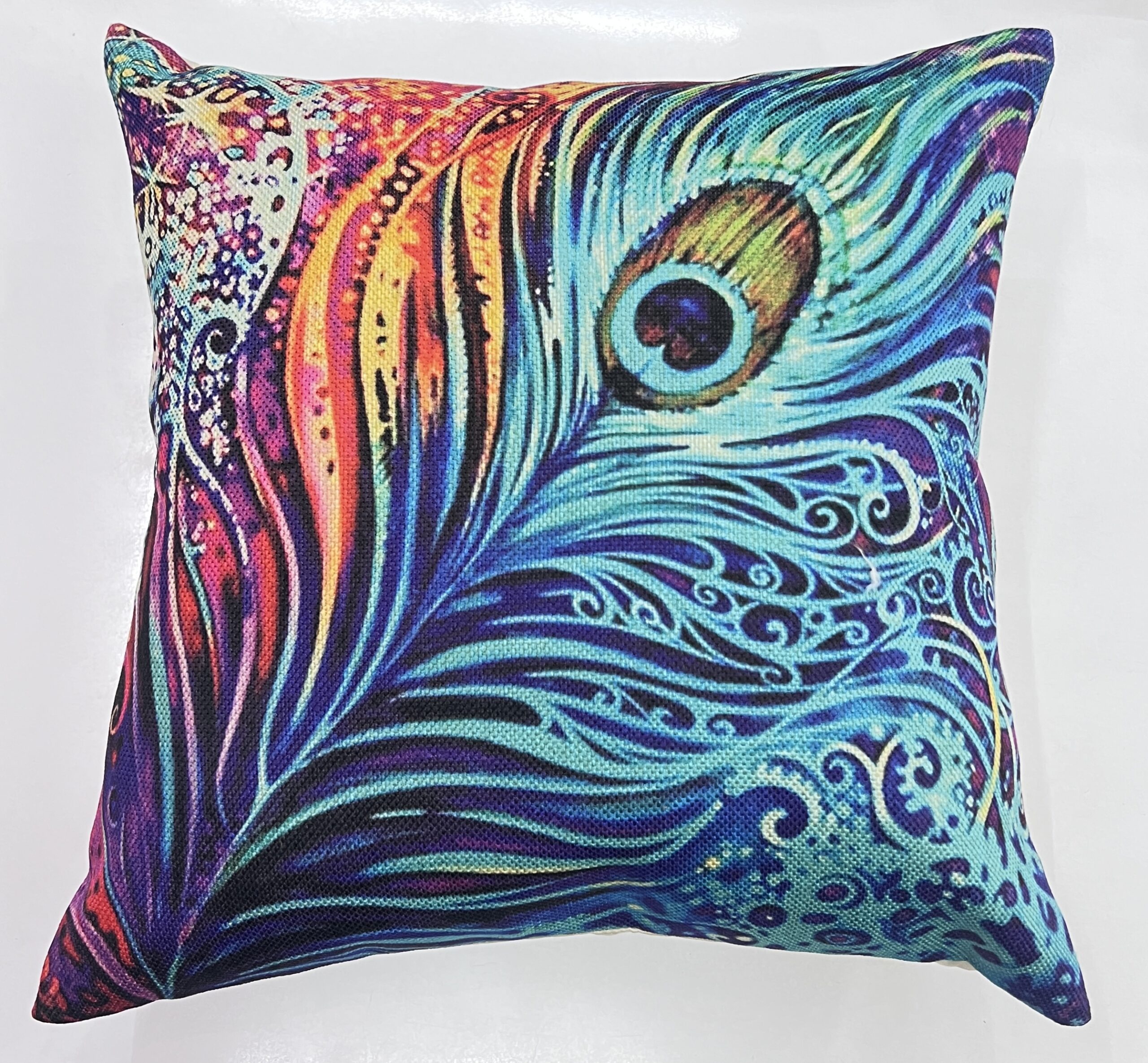 Peacock Feather Cushion Cover – Dihika